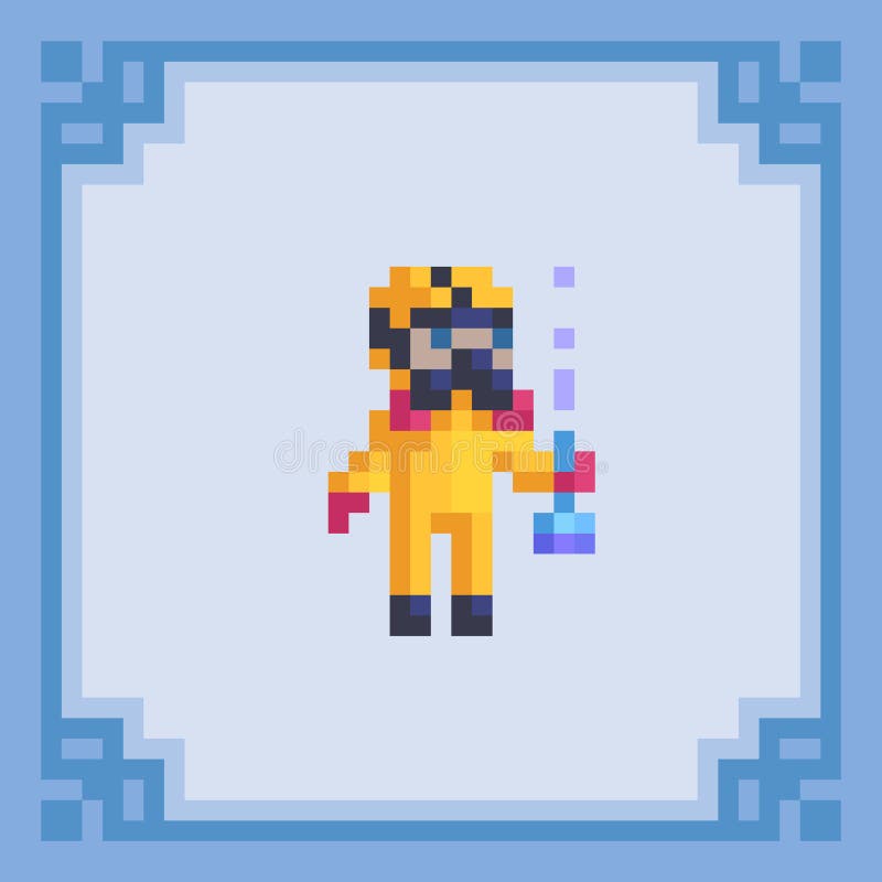 Chemist Holding Test Tubes for Chemical Experiment. Pixel Art Character ...