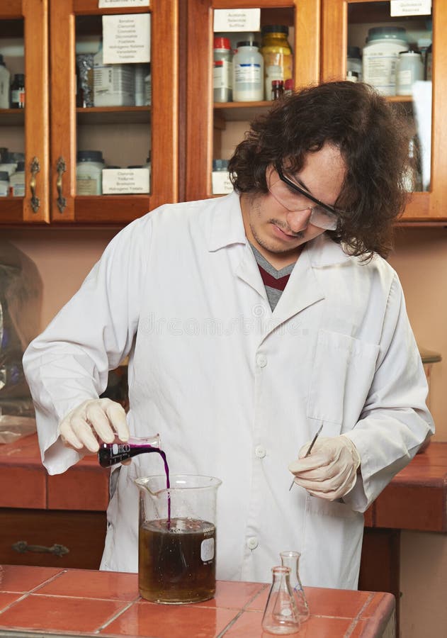 Chemist making reaction stock photo. Image of science - 71154876