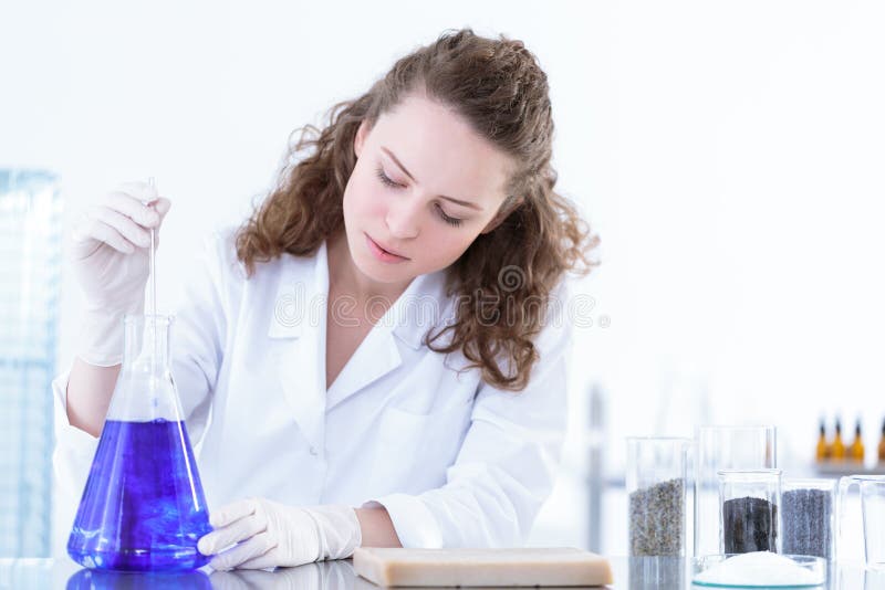 Blue Solution in Glass Beaker Stock Image - Image of pharmaceutical ...