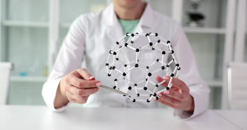 The Chemist Shows the Model of the Compound Molecules Stock Video ...