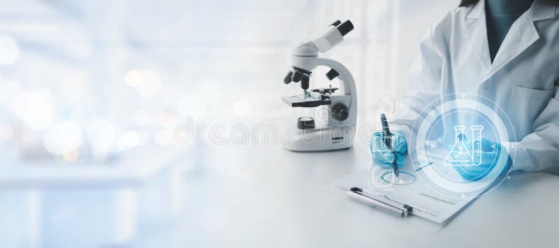 Chemist Taking Notes on Research Data, Scientist is Working in the ...