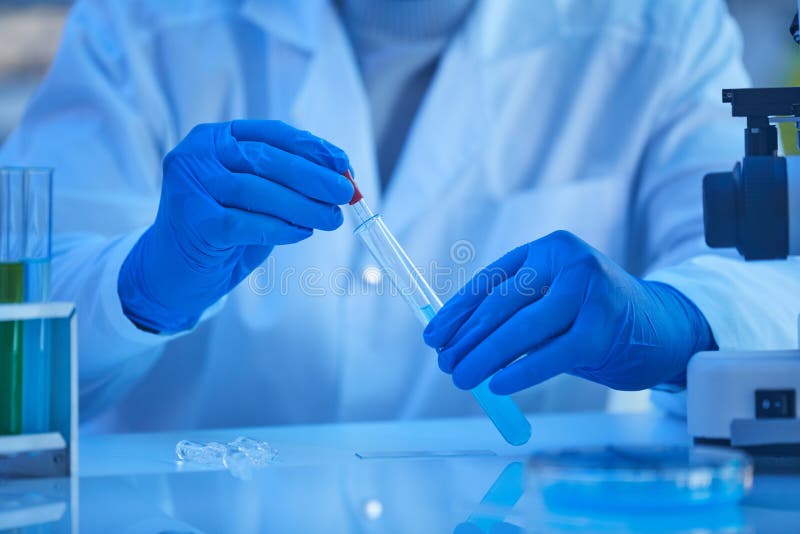 Chemist Taking Samples from Test Tube Stock Image - Image of covid19 ...
