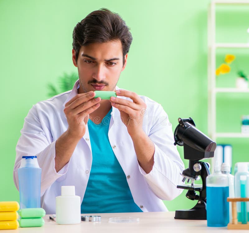 Chemist Testing Soap in the Lab Stock Image - Image of liquid ...