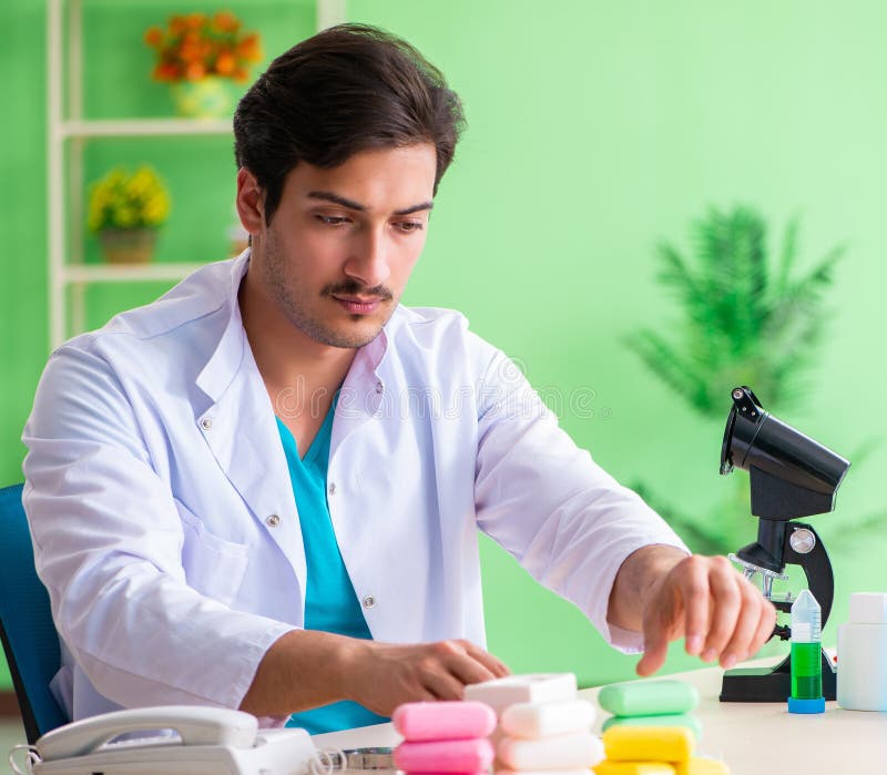 Chemist Testing Soap in the Lab Stock Photo - Image of bottle ...