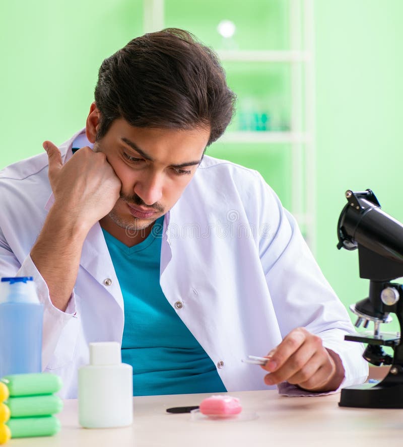 Chemist Testing Soap in the Lab Stock Photo - Image of examining ...