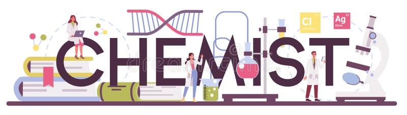 Chemist Typographic Header. Scientific Experiment in the Laboratory ...