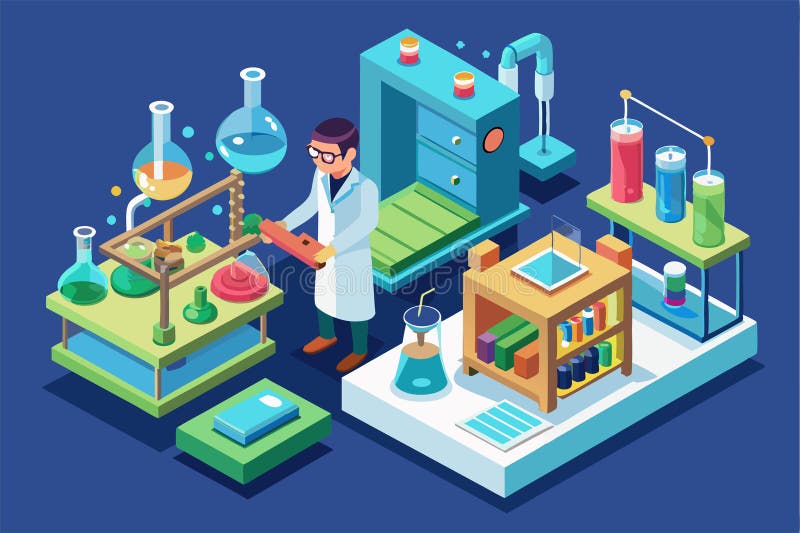 A Chemist Using Lab Equipment To Conduct Experiments with Colorful ...
