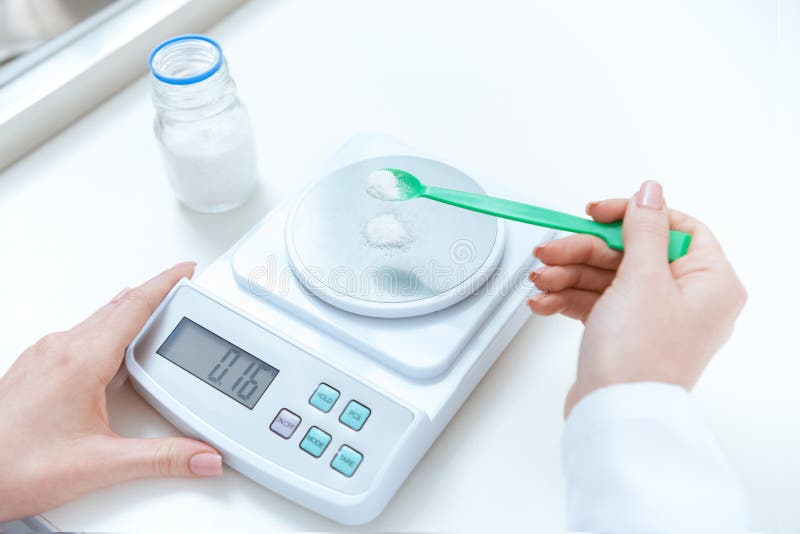 Chemist Weighing Reagent on Laboratory Scales Stock Image - Image of ...