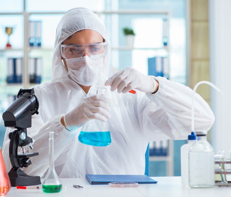 Chemist Working in the Laboratory with Hazardous Chemicals Stock Image ...