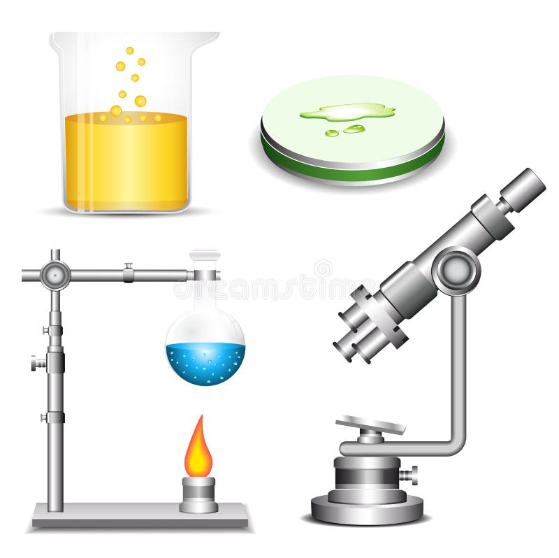 Laboratory Glassware Vector Illustration. Labeled Science Equipment Set ...