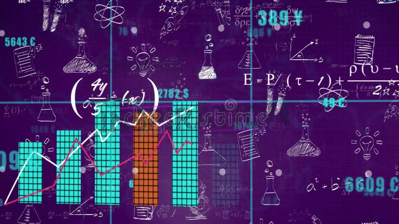 Chemistry Animation with Scientific Formulas and Graphs on Purple ...