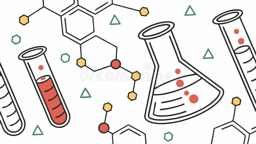 Chemistry Beakers and Molecules, Science and Lab Equipment Vector ...