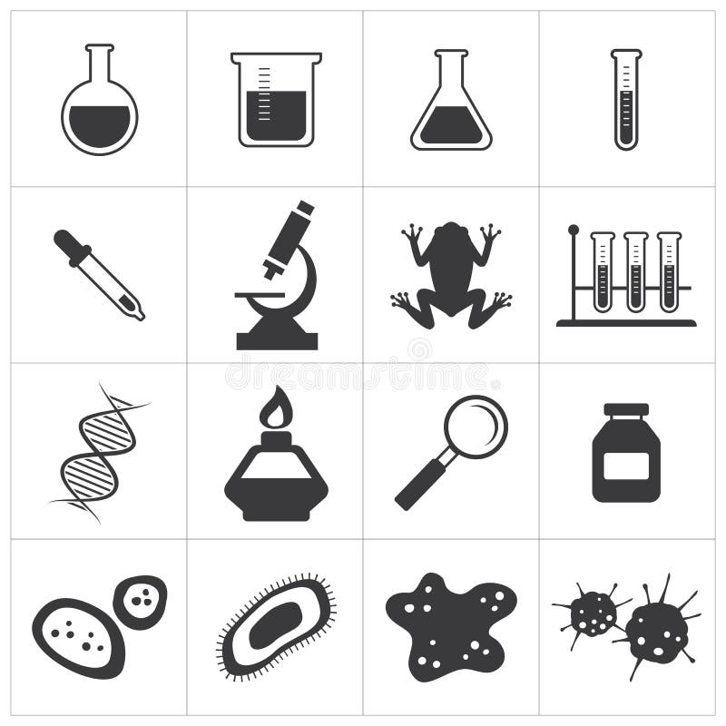 Science, Biology, Physics and Chemistry Icon Set Stock Vector ...