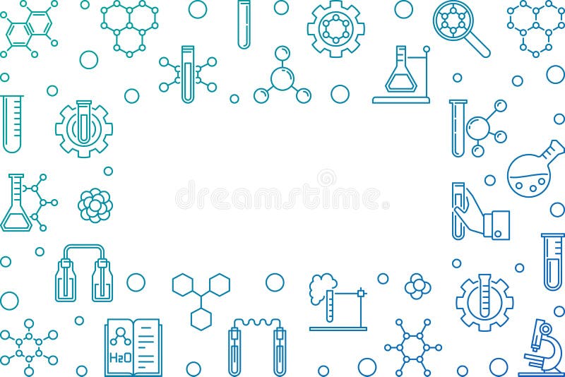 Chemistry Blue Linear Horizontal Frame on White Background Stock Vector ...
