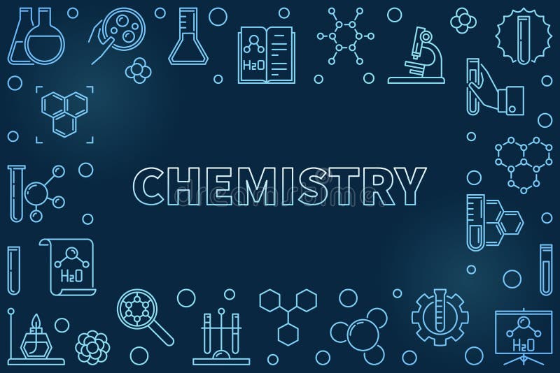 Chemistry Blue Linear Horizontal Frame on White Background Stock Vector ...