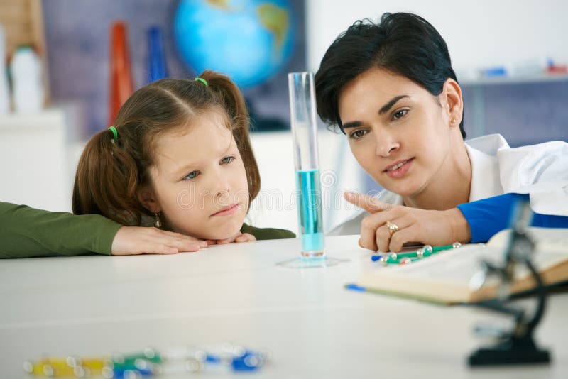 Science Class At Primary School Stock Image - Image of clothing ...