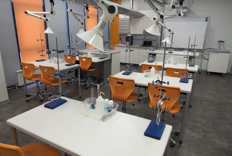 Chemistry Class at School. an Empty, Clean Laboratory in a University ...