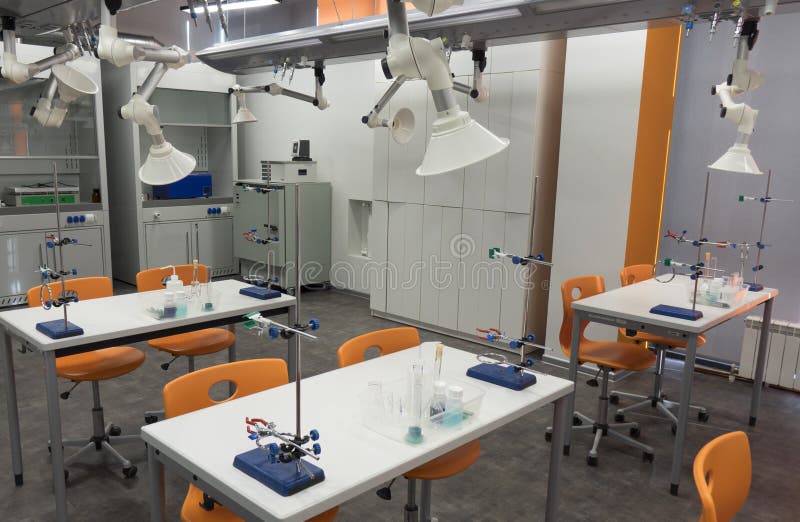 Chemistry Class at School. an Empty, Clean Laboratory in a University ...