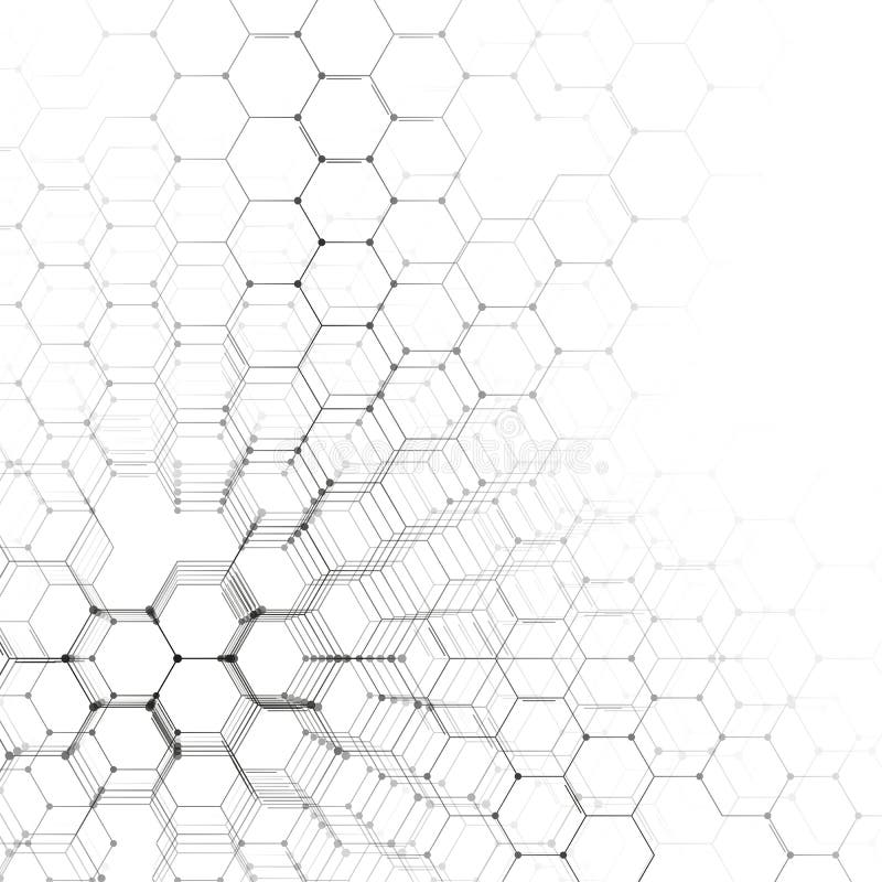 Chemistry 3D Pattern, Hexagonal Molecule Structure on Black, Scientific ...