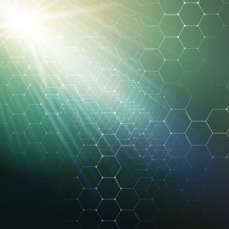 Chemistry 3D Pattern, Hexagonal Molecule Structure on Green, Scientific ...