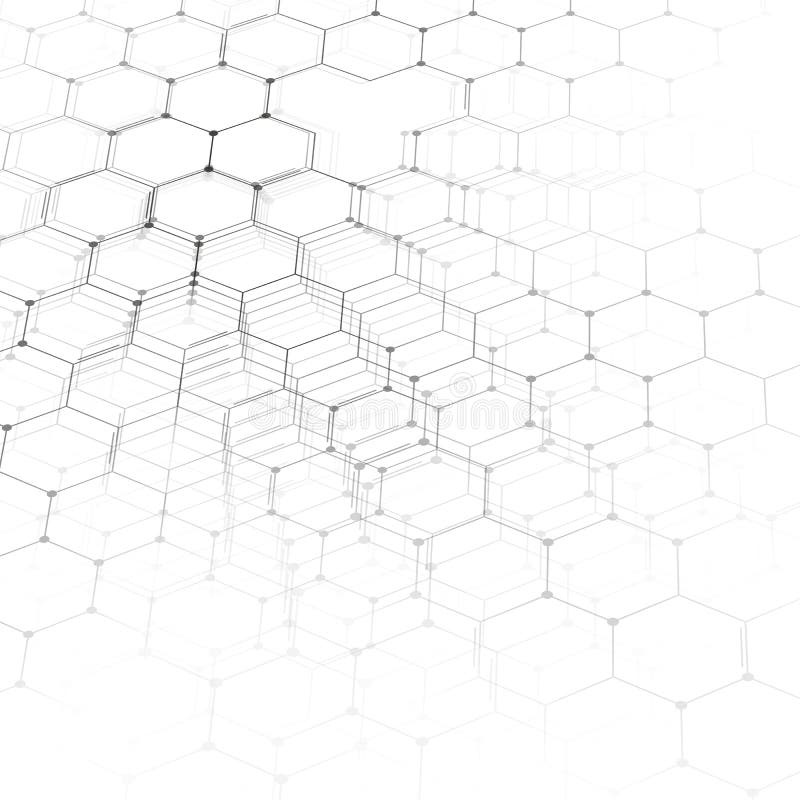 Chemistry 3D Pattern, Hexagonal Molecule Structure on White, Scientific ...