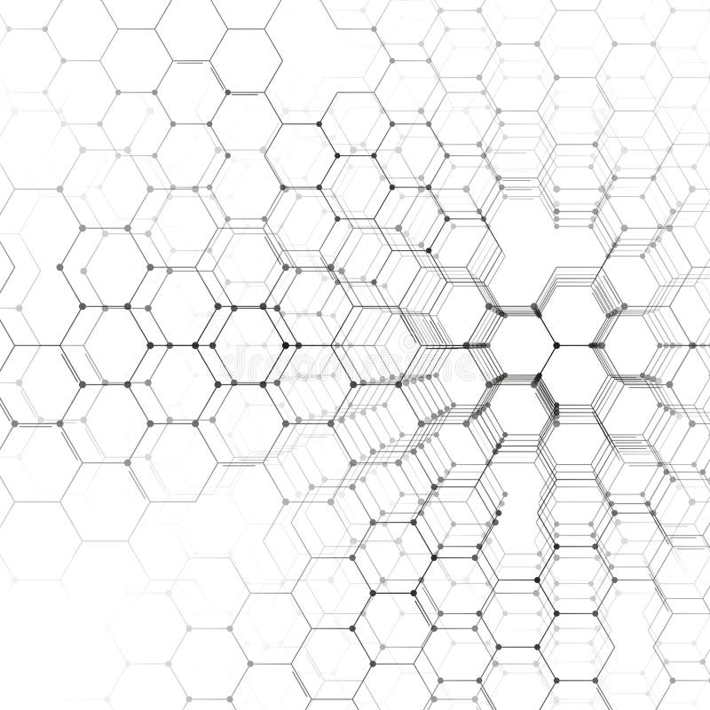 Chemistry 3D Pattern, Hexagonal Molecule Structure on White, Scientific ...