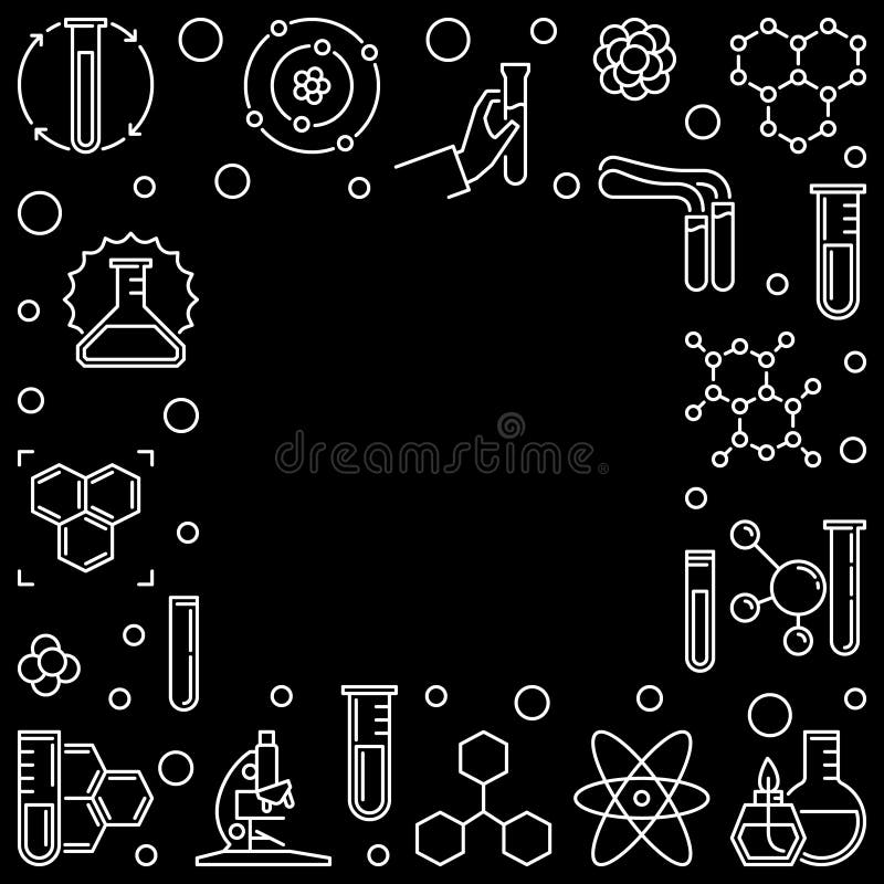 Chemistry Square Background with Blue Chemical Outline Icons Stock ...