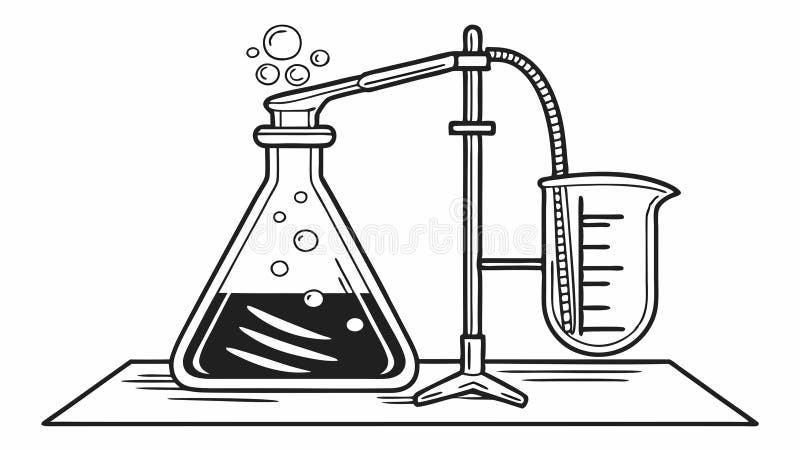 Chemistry Distillation Setup Vector Outline, Science Laboratory Process ...