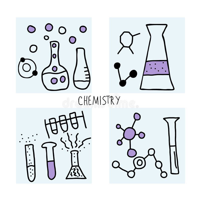 Chemistry Doodle Objects Set. Vector Illistration. Stock Vector ...