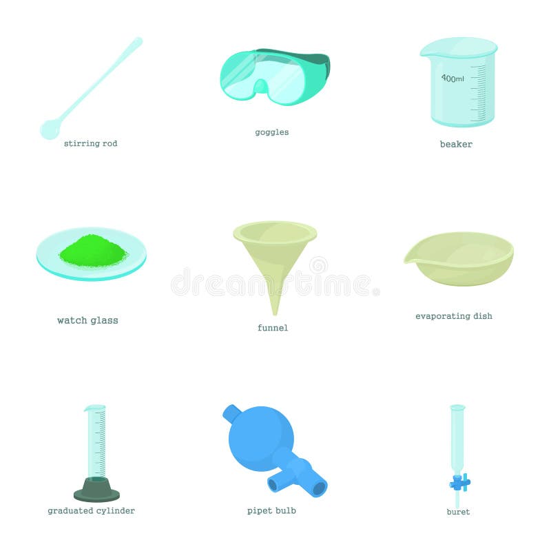 Chemistry Education Icons Set, Cartoon Style Stock Vector ...