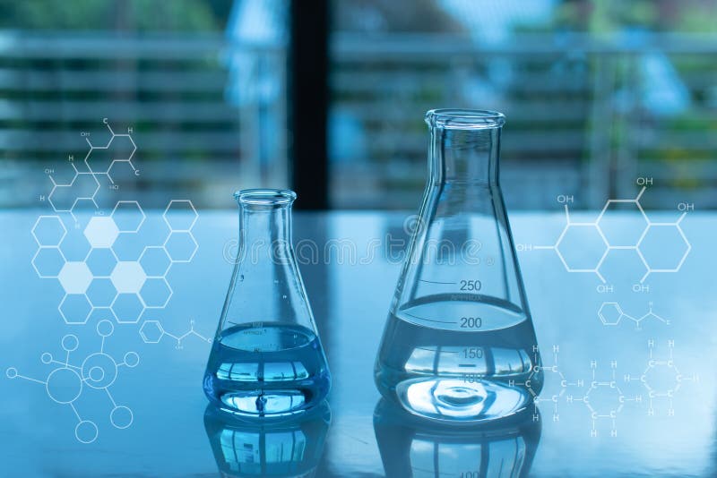 Chemistry Experiment Concept in Science Laboratory Two Science Flasks ... Chemistry Experiment Concept in Science Laboratory Two Science Flasks ...