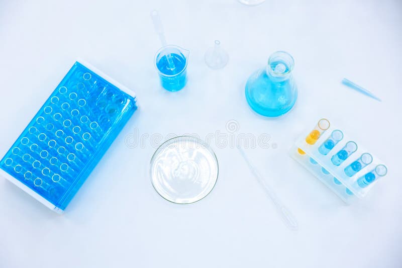 Chemistry Experiment, Science Laboratory, Flasks and Test Tubes Contain ...