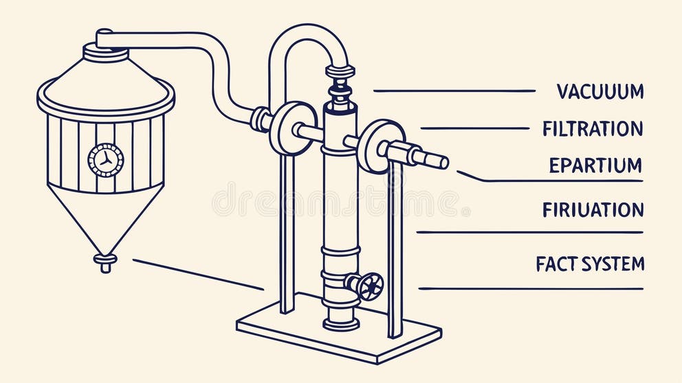 Chemistry Filtration System Vector Outline, Laboratory Process Diagram ...