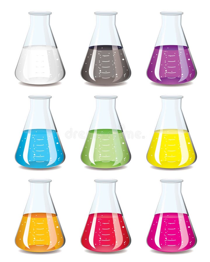 Chemistry flask collection stock vector. Illustration of drug - 20616380