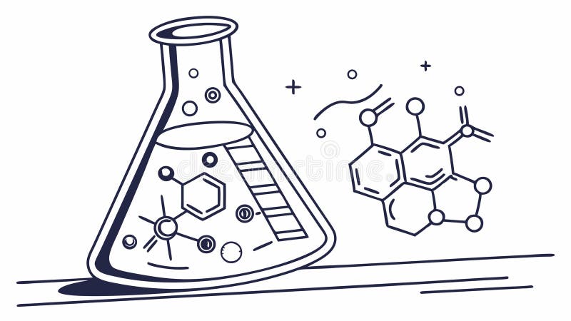 Chemistry Flask Molecules Line Art, Vector Design Generative AI Stock ...