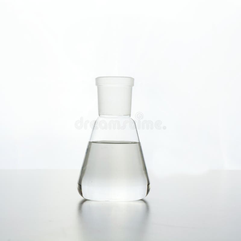 Chemistry Flask with Transparent White Liquid for Science Research and ...