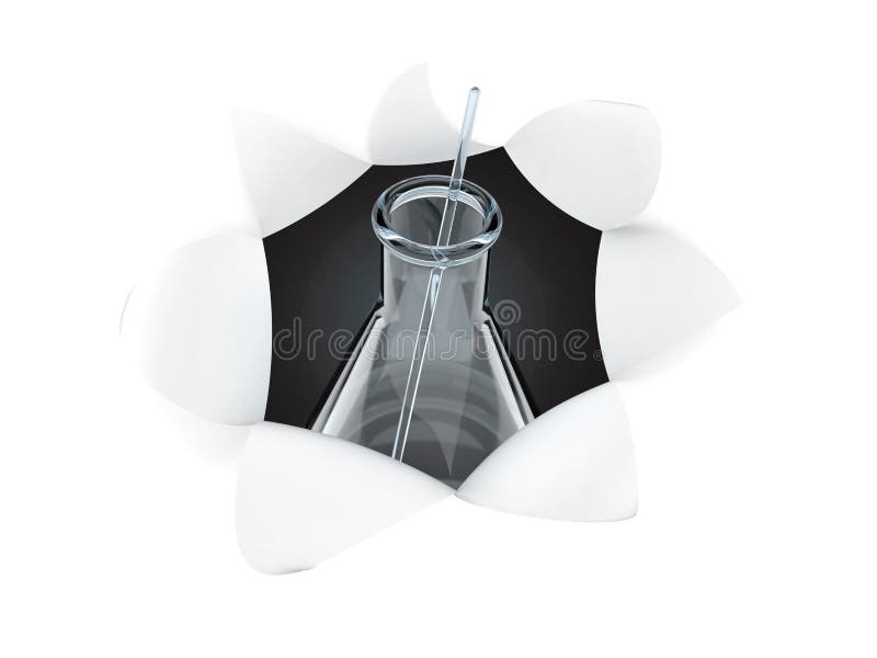 Chemistry Flasks Inside Hole from Torn Paper Stock Illustration ...