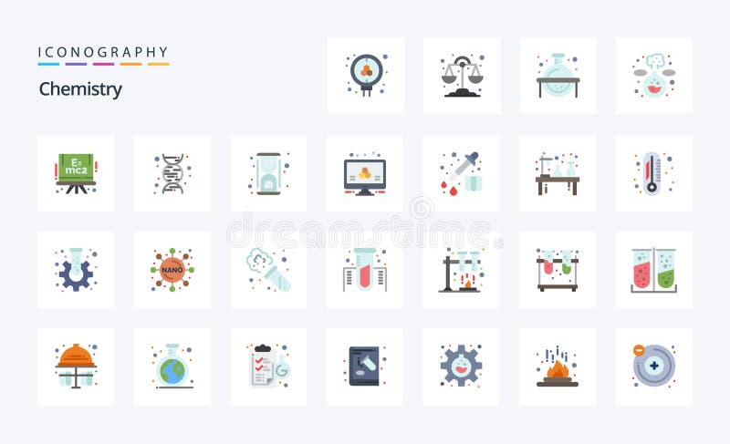 25 Chemistry Flat Color Icon Pack Stock Vector - Illustration of tube ...