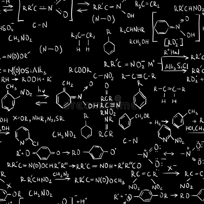 Chemistry Vector Seamless Texture with Chemical Formulas, Equations ...