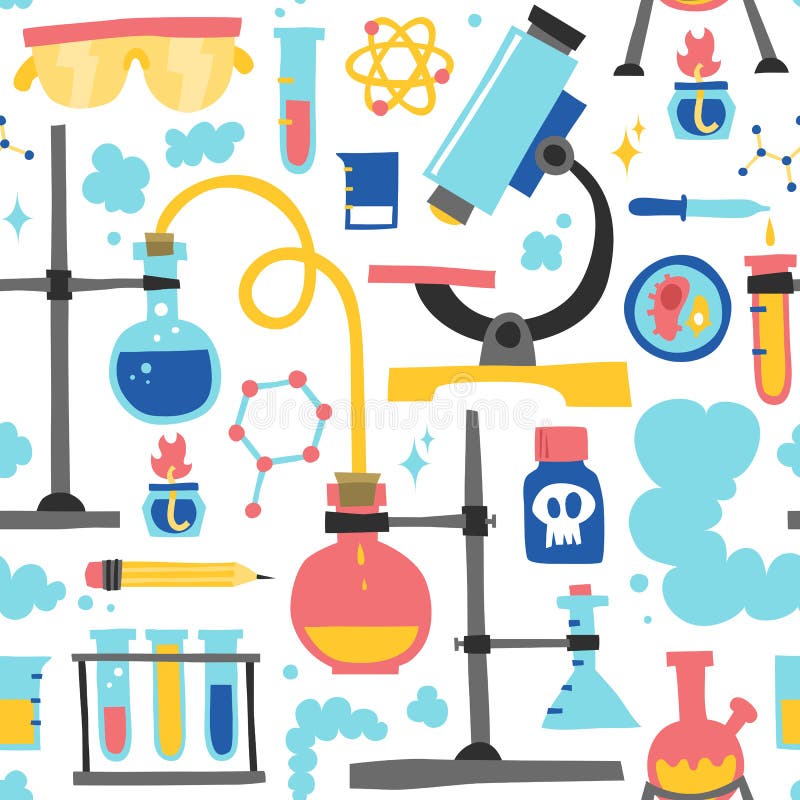 Doodle Science Lab Objects Seamless Pattern. Stock Illustration ...