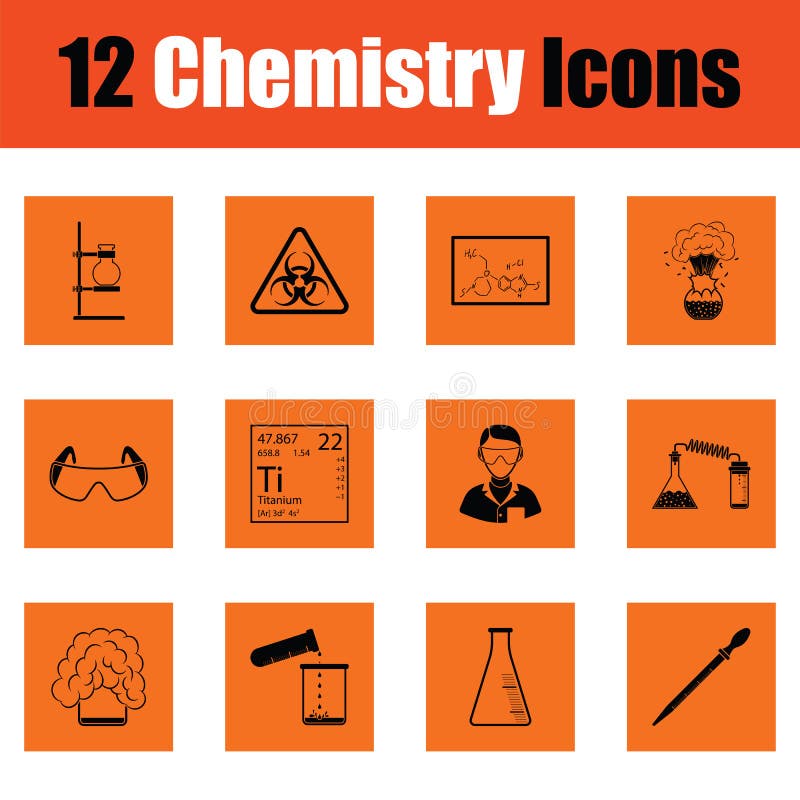Chemistry icon set stock vector. Illustration of container - 122176961