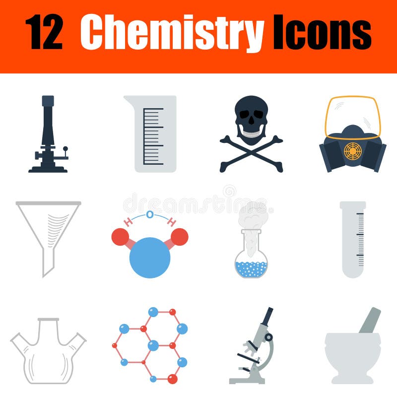 Chemistry icon set stock vector. Illustration of graphic - 70487336