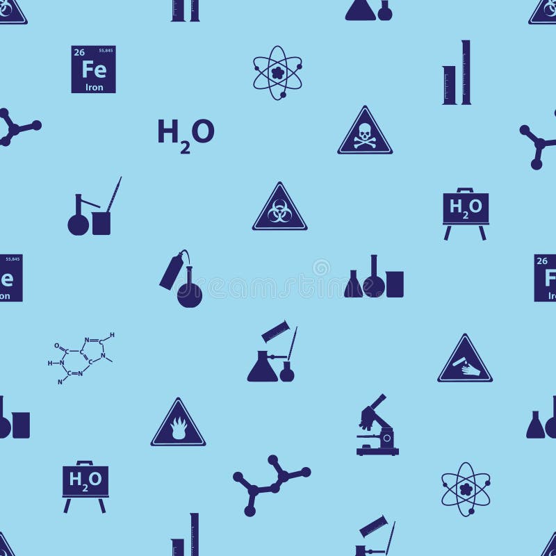 Chemistry Icons Blue Pattern Stock Vector - Illustration of icons, blue ...
