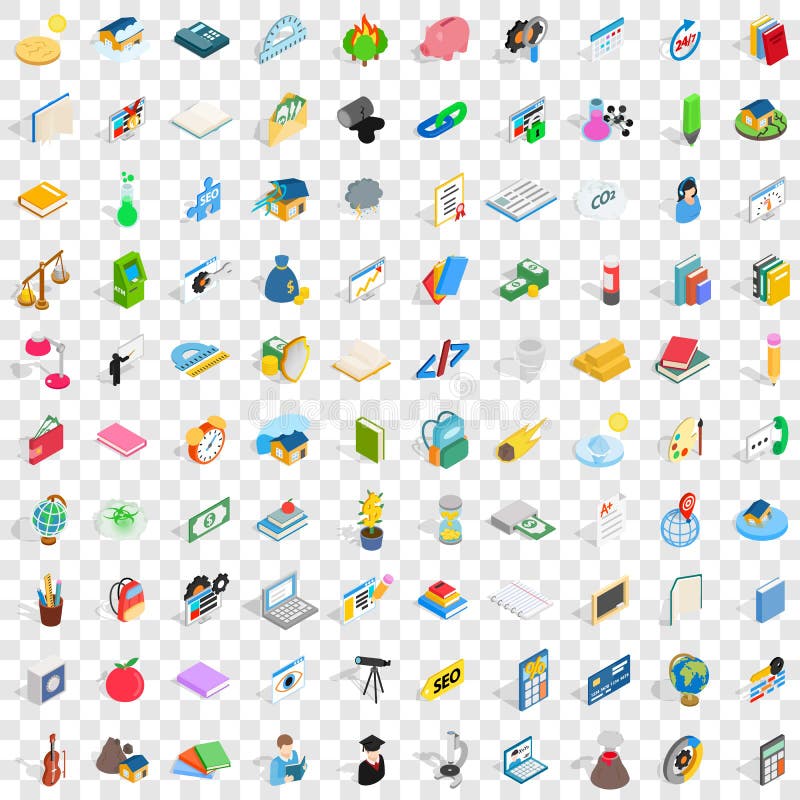 100 Chemistry Icons Set, Isometric 3d Style Stock Vector - Illustration ...