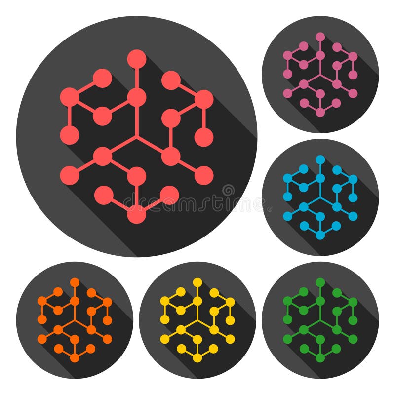 Chemistry Icons Set with Long Shadow Stock Vector - Illustration of ...