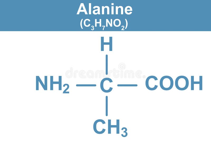 Chemistry Illustration of Alanine in Blue Stock Illustration ...