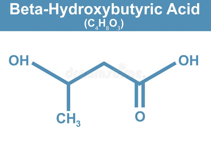 Chemistry Illustration of Beta-Hydroxybutyric Acid in Blue Stock ...