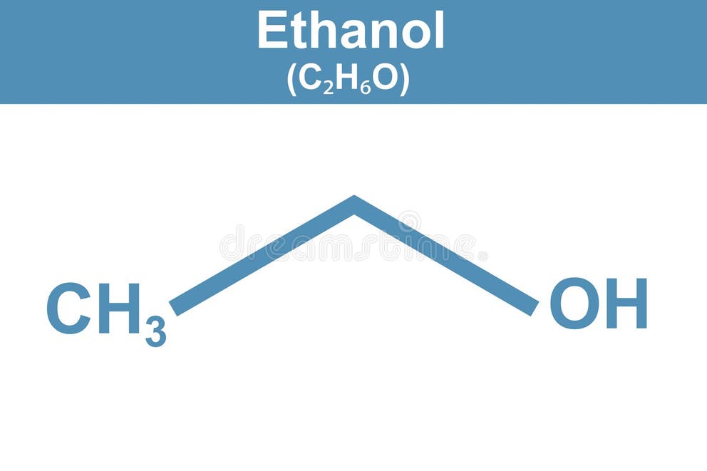 Chemistry Illustration of Ethanol in Blue Stock Illustration ...