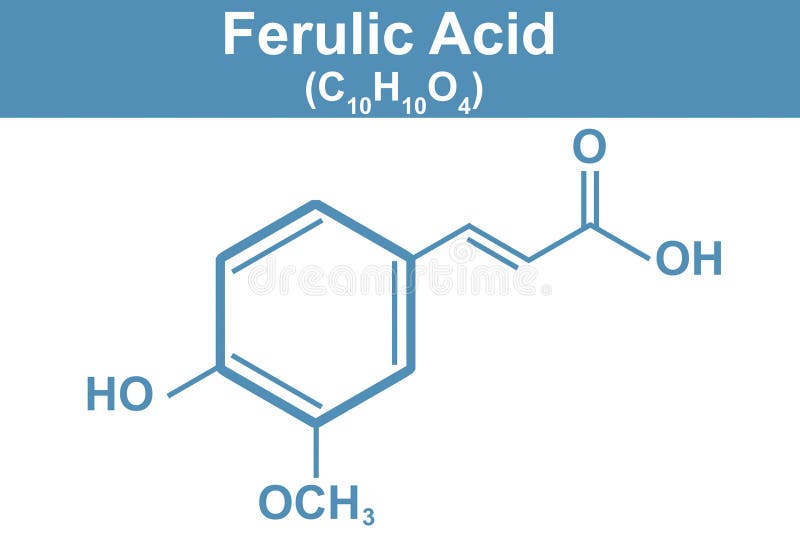 Chemistry Illustration of Ferulic Acid in Blue Stock Illustration ...