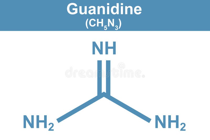 Chemistry Illustration of Guanidine in Blue Stock Illustration ...